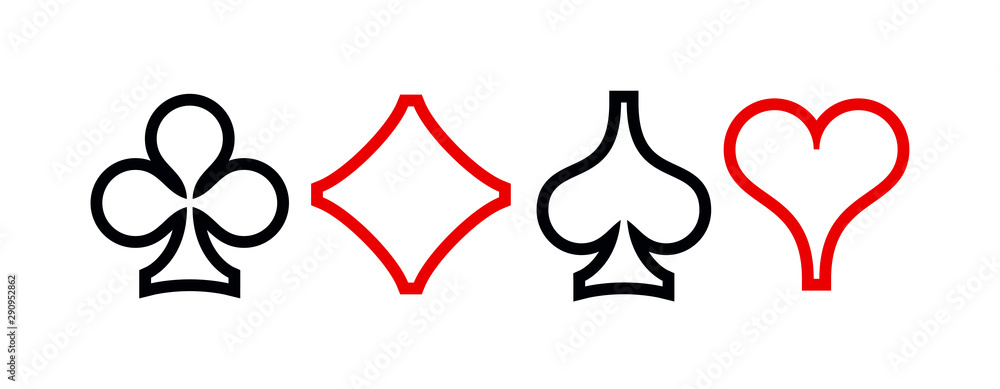 Set diamonds clovers hearts spades Four Playing card suits icons ...