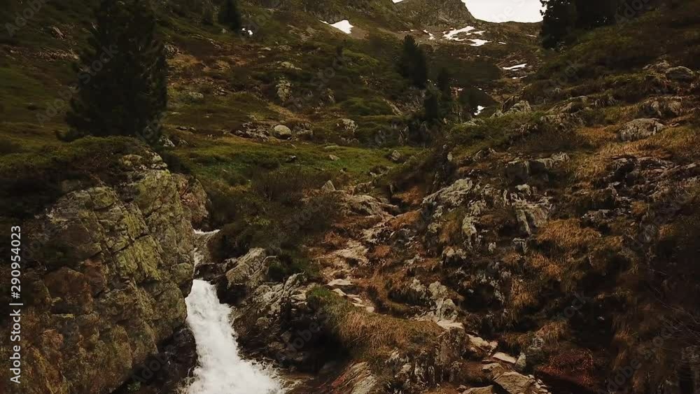 Tracking shot going over wild mountain stream in France Stock Video ...
