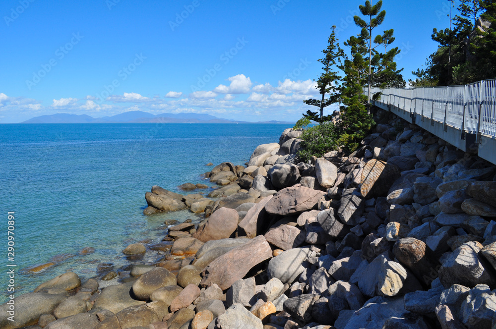 Coastal view with The Gabul Way, a raised floating walkway linking ...