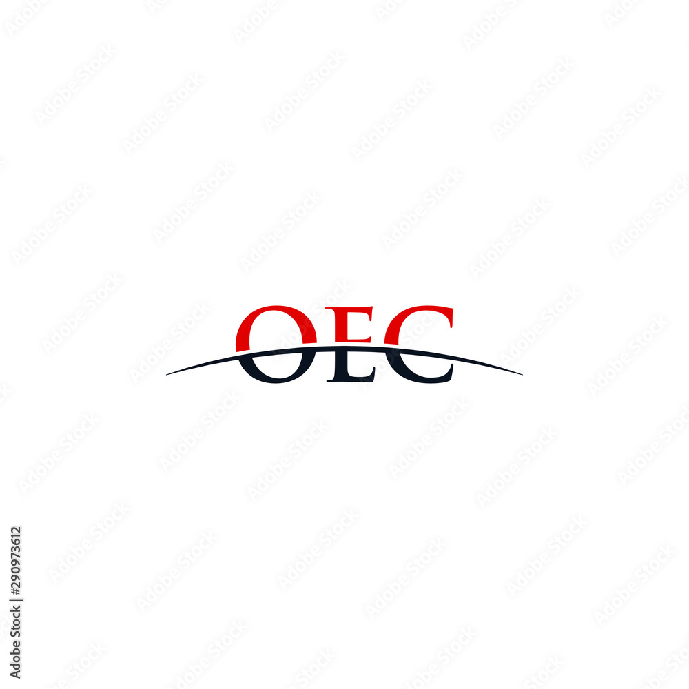 Initial letter OEC, overlapping movement swoosh horizon logo company design inspiration in red ...