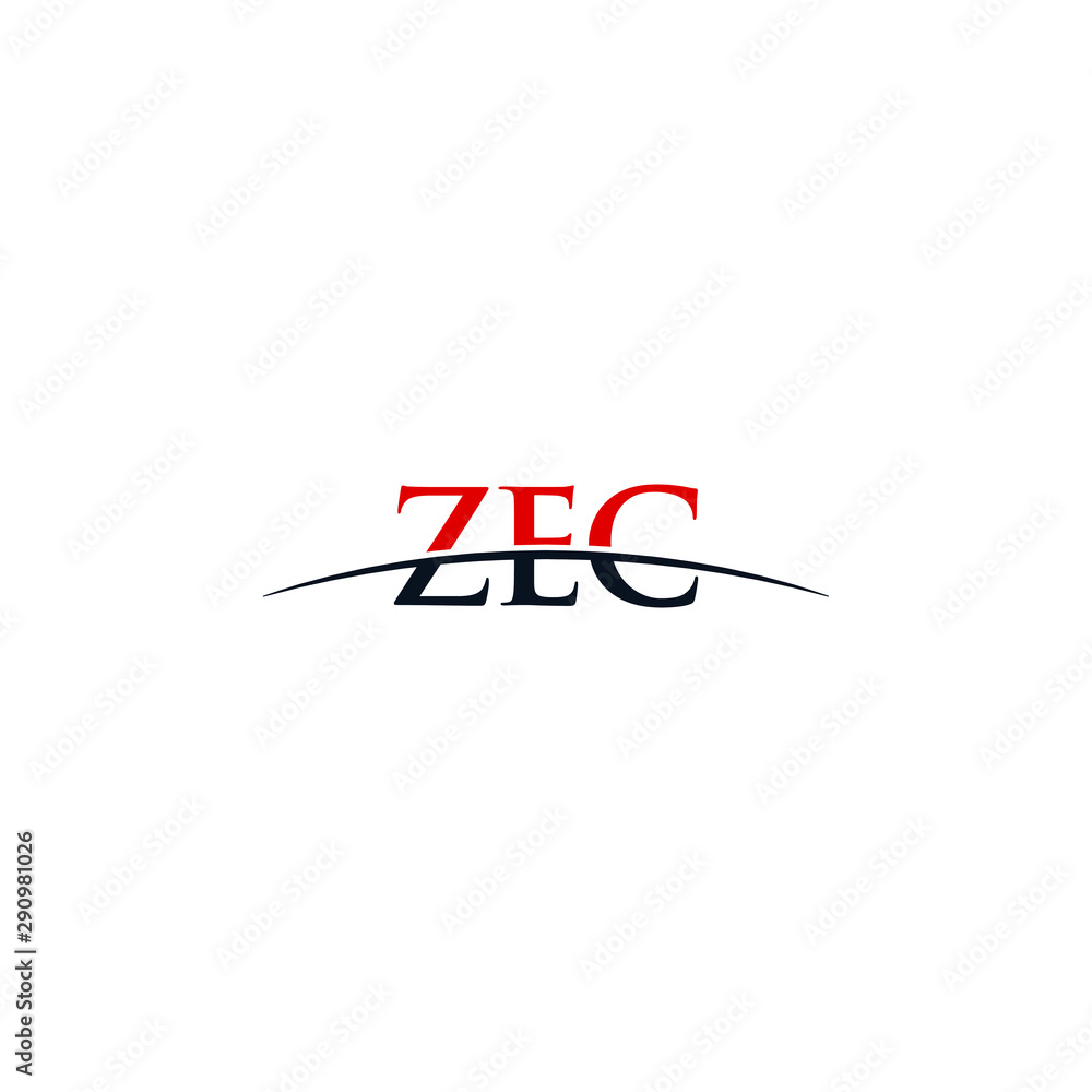 Initial letter ZEC, overlapping movement swoosh horizon logo company ...