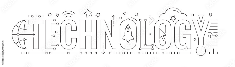 technology word. technology word and technology symbols. technology ...