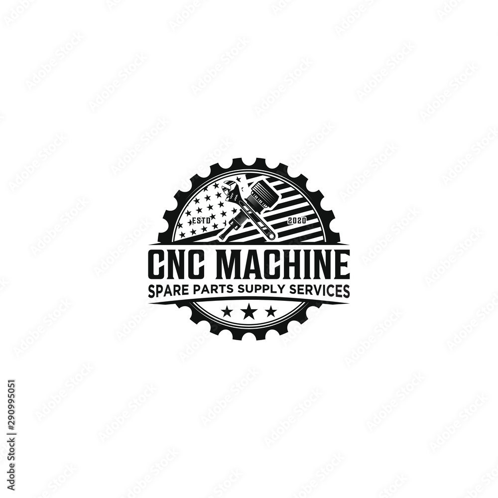 CNC machine service sparepart logo design Stock Vector | Adobe Stock