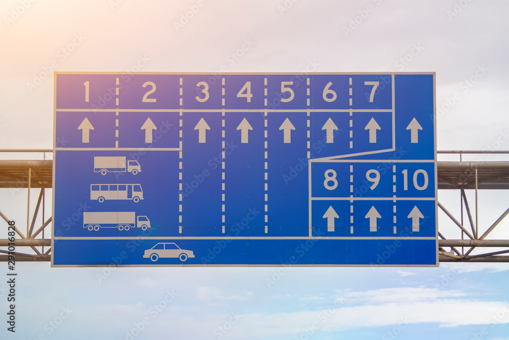 Sign of the car runway white symbol with blue background Stock Photo ...