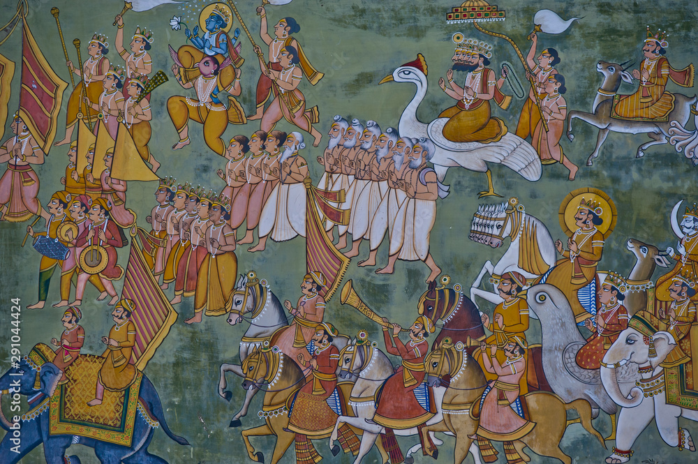 Historical wall painting from the Rajput empire age Stock Photo | Adobe ...