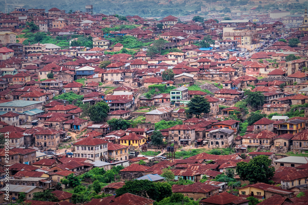 Abeokuta town view as seem rom the top of Olumo Rock Stock Photo ...