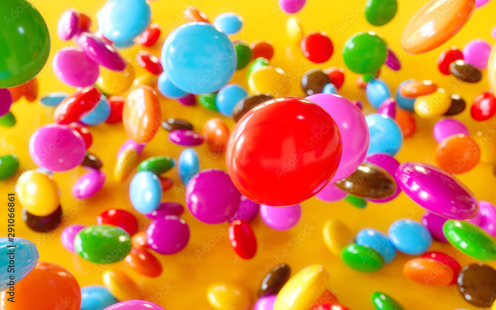 colorful candy chocolate lentils falling dawn background Stock Photo ...