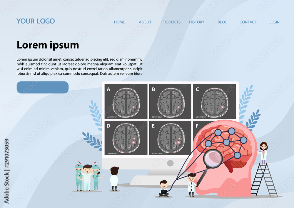 Web banner design template. Human brain stroke. Stock Vector | Adobe Stock