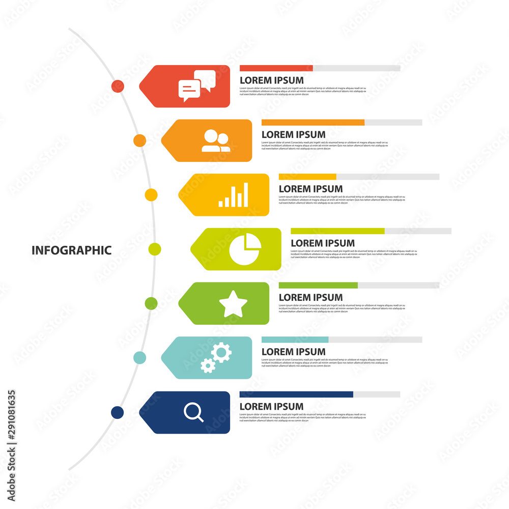 Infographic design with 7 step, Infographic business concept, Flow ...