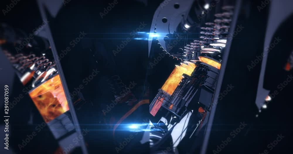 High Tech Fuel Injected V8 Engine - Camera Moving Slowly. Pistons And ...