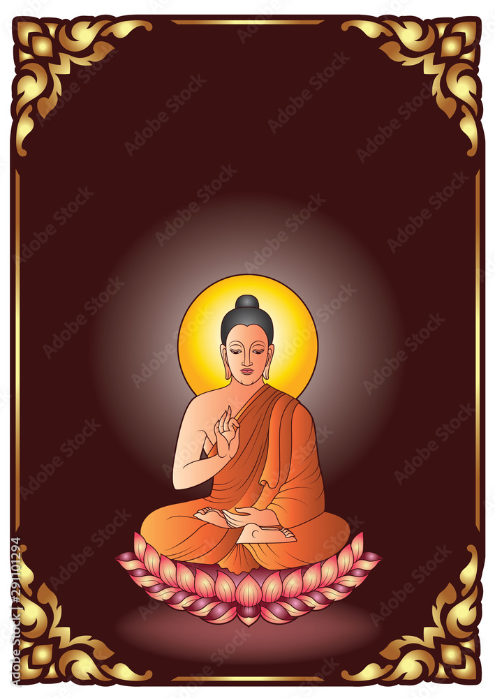 Buddha in flower square Traditional frame and border, decorative ...