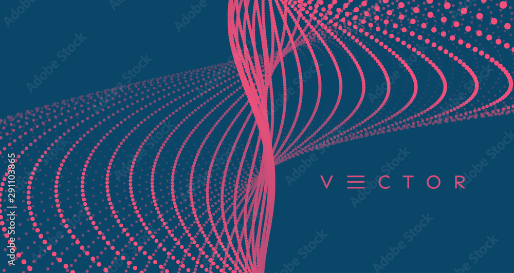 Sound Waves Big Data Visualization Array With Dynamic Particles Abstract Grid Design 3d