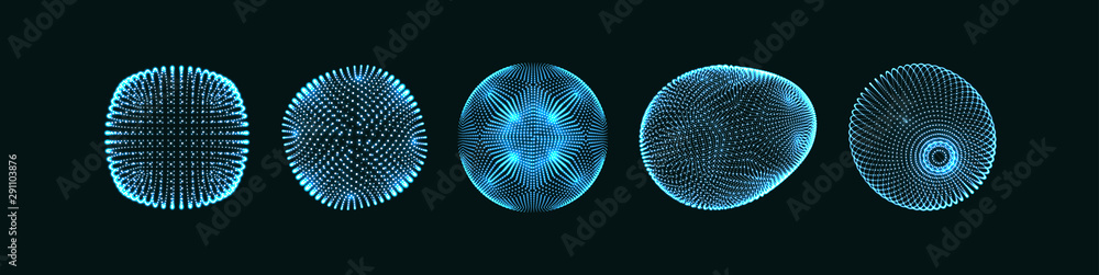 Abstract form consisting of small particles. Objects with dots ...