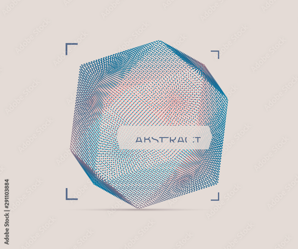 Crystal consisting of small particles. Object with dots. Molecular grid ...