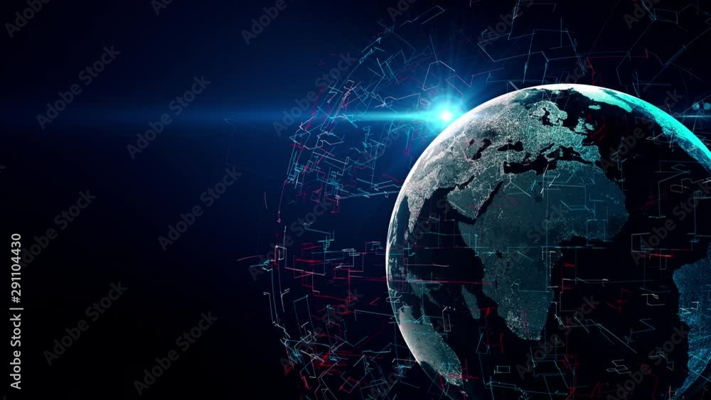 Earth globe with transparent night map of earth slow rotates around its ...