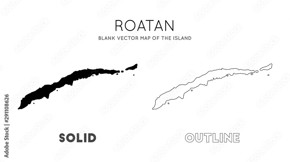 Roatan map. Blank vector map of the Island. Borders of Roatan for your ...