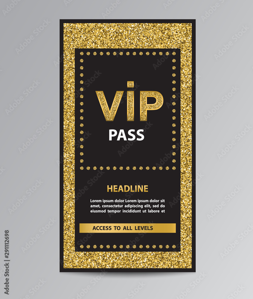 VIP pass admission with glitter Stock Vector | Adobe Stock