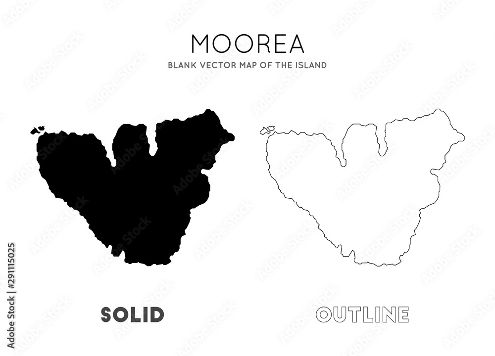 Vetor de Moorea map. Blank vector map of the Island. Borders of Moorea ...