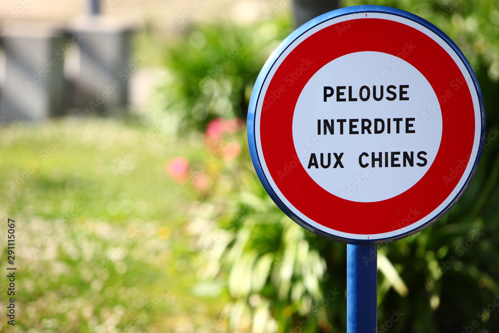Panneau pelouse interdite aux chiens Stock Photo | Adobe Stock