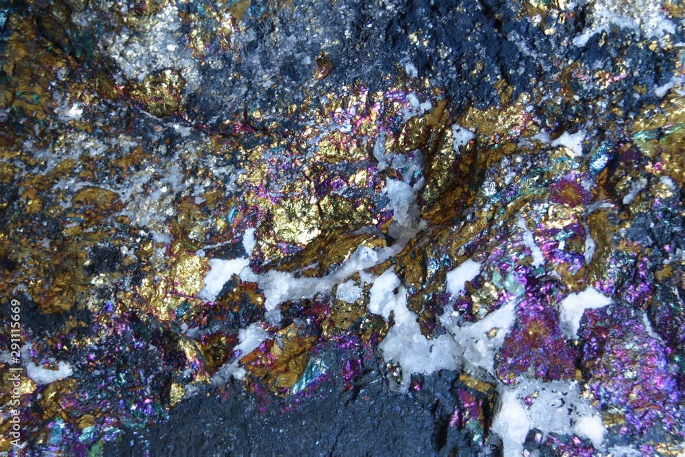 Macro of a chalkopyrit, also called copper pyrite orr Kupferkies Stock ...