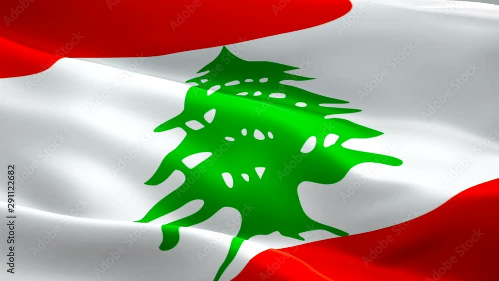 Lebanese flag Closeup 1080p Full HD 1920X1080 footage video waving in ...