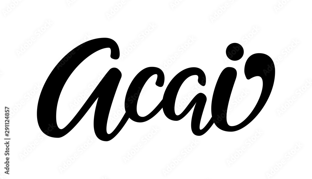 Acai hand drawn vector logo. Illustration with handwritten brush ...
