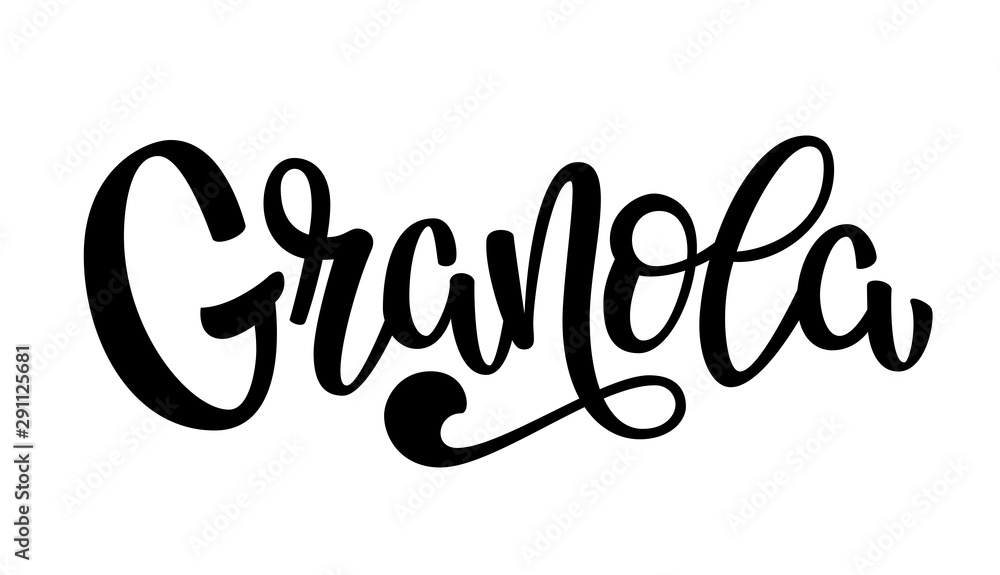 Granola vector logo. Illustration with handwritten brush lettering ...