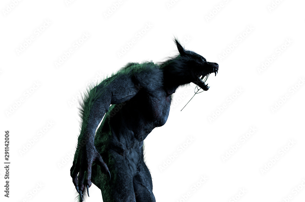 werewolf on white background 3D render Stock Illustration | Adobe Stock