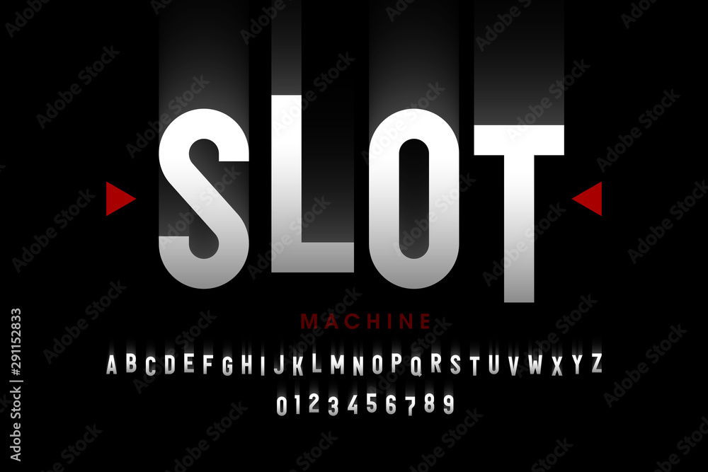 Slot machine style font, alphabet letters and numbers Stock Vector ...