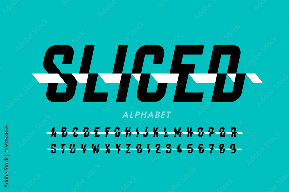 Sliced style font, alphabet letters and numbers Stock Vector | Adobe Stock