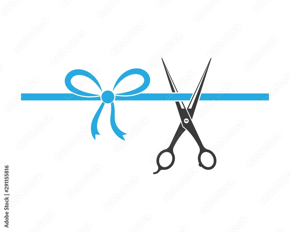 cutting ribbon with scissor vector illustration Stock Vector | Adobe Stock