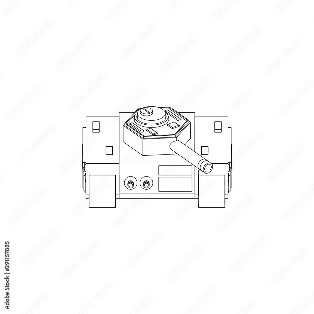 Isometric Sci Fi Tank Isolated line art images for coloring book or ...