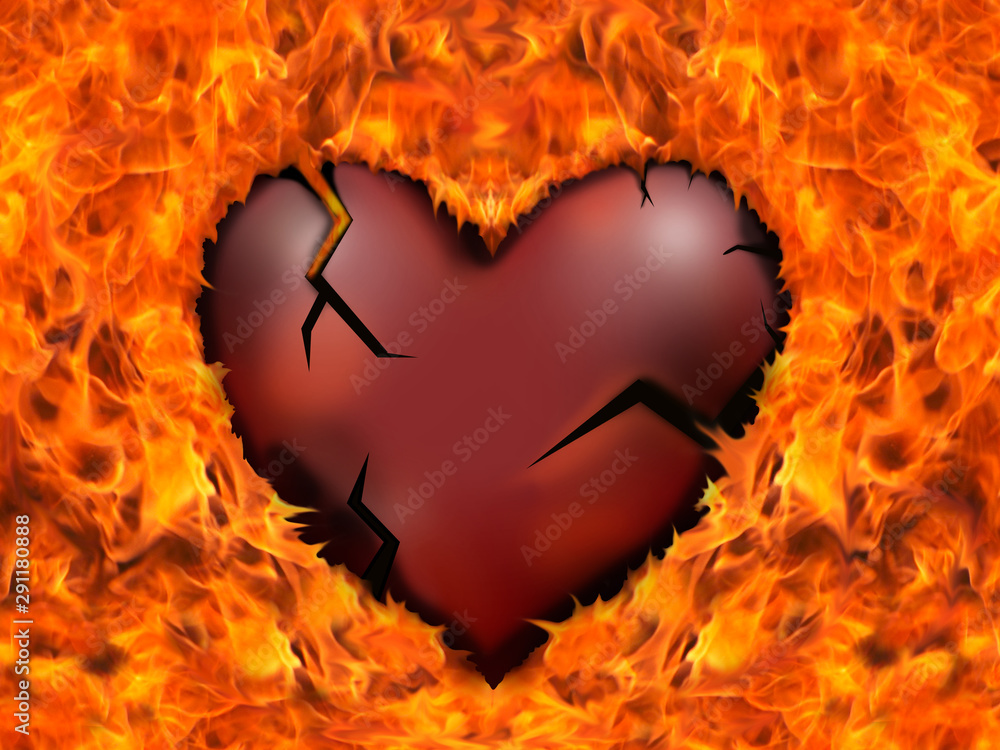 Burning heart in the flame of passion. Stock Illustration | Adobe Stock