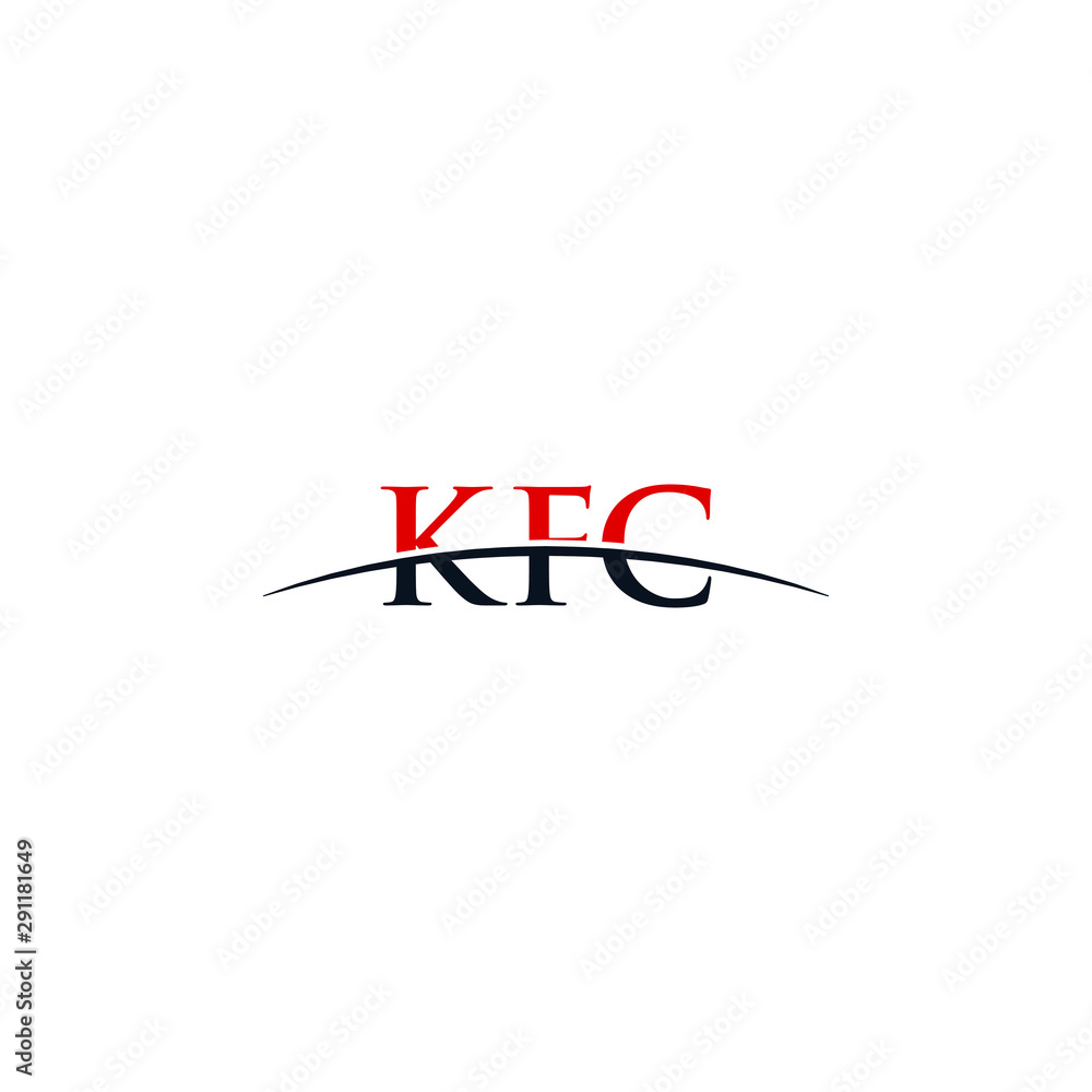 Initial letter KFC, overlapping movement swoosh horizon logo company ...
