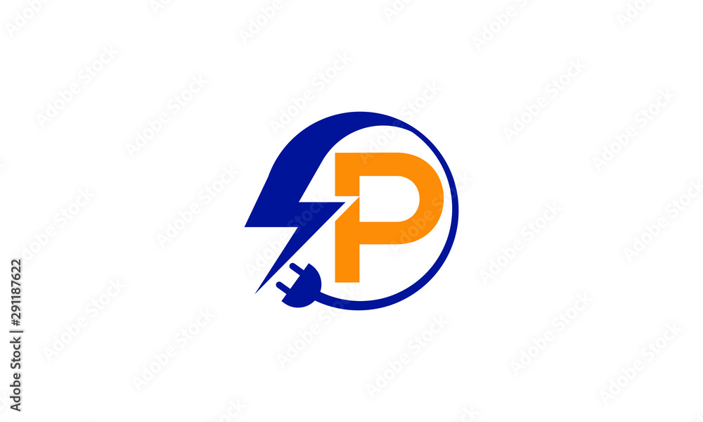 Electrical sign with the letter P, Electricity Logo, electric logo and ...