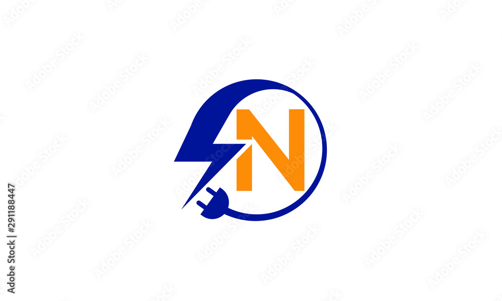 Electrical sign with the letter N, Electricity Logo, electric logo and ...