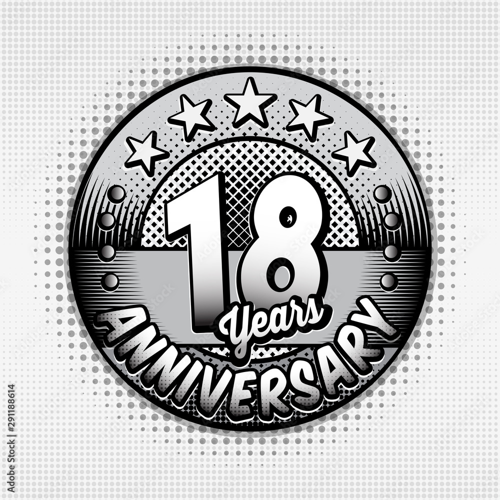 18th anniversary logo. Eighteen years celebrating anniversary logo ...