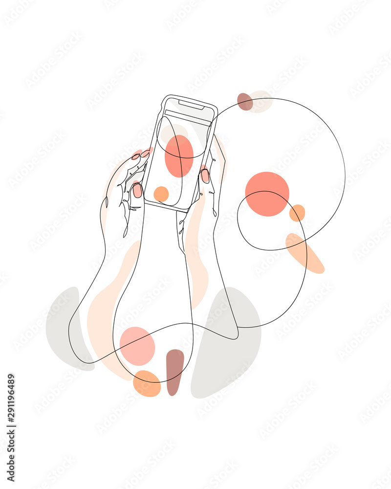 continuous single non-painted one-line intertwined hands of a woman ...