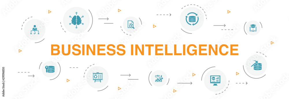 Business intelligence Infographic 10 steps circle design. data mining ...