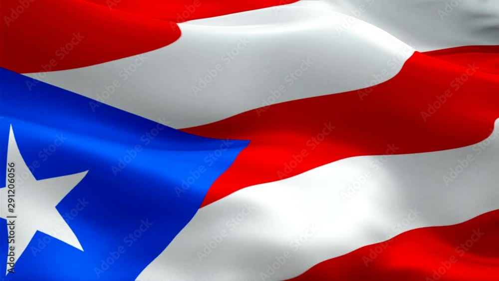 Puerto Rico flag Motion Loop video waving in wind. Realistic Puerto ...