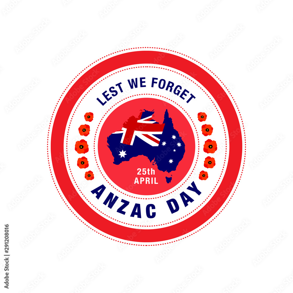 Colorful stamp/badge/logo/banner for Anzac day. Anzac Day is a national ...