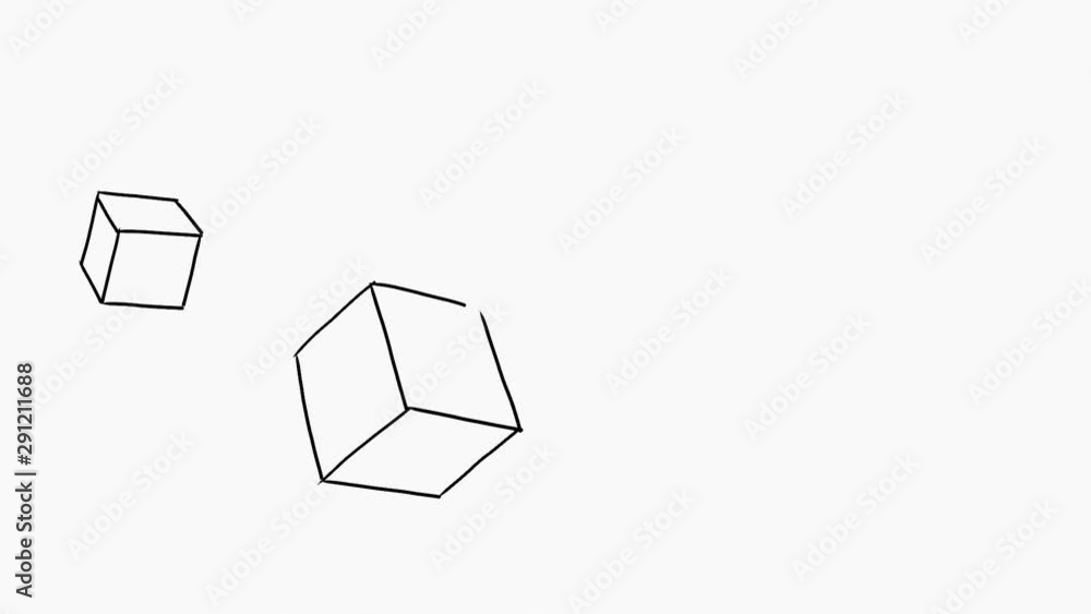 2D animation sketch freehand drawing of white cube dices Stock Video ...