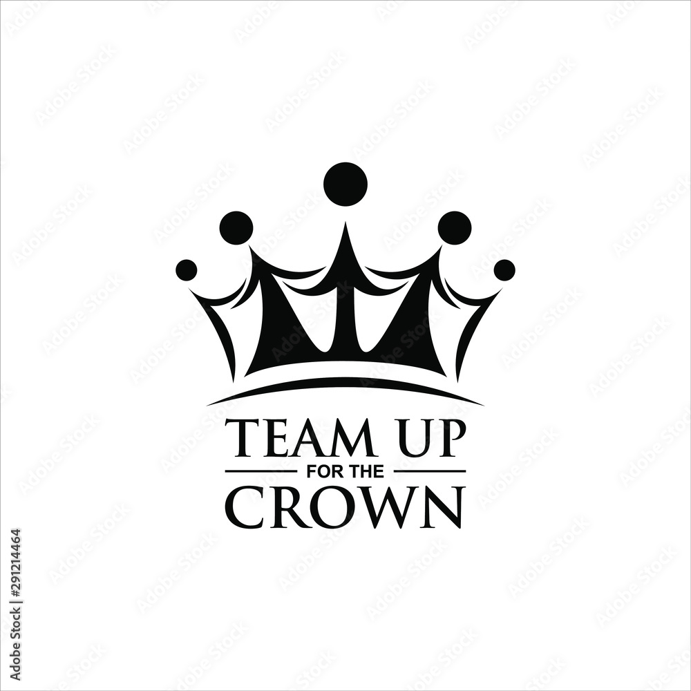 team work logo crown vector simple black flat and fun illustration ...