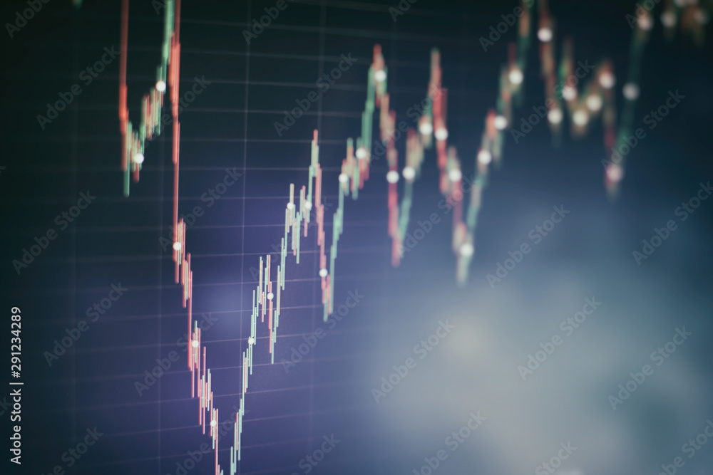 Technical price graph and indicator, red and green candlestick chart on ...