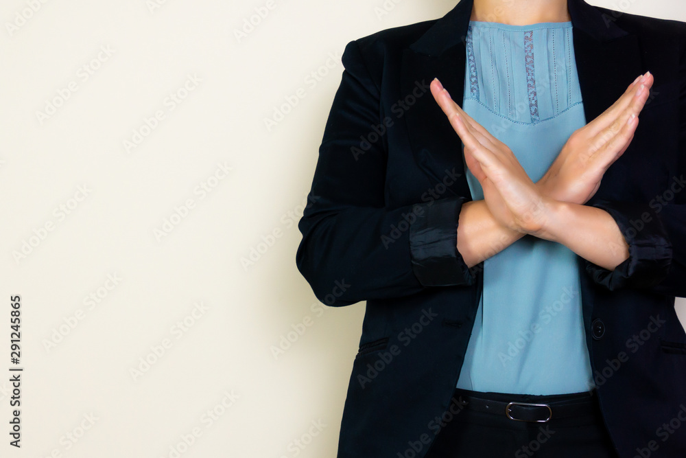 business woman who refuses, crossed arms in x Stock Photo | Adobe Stock