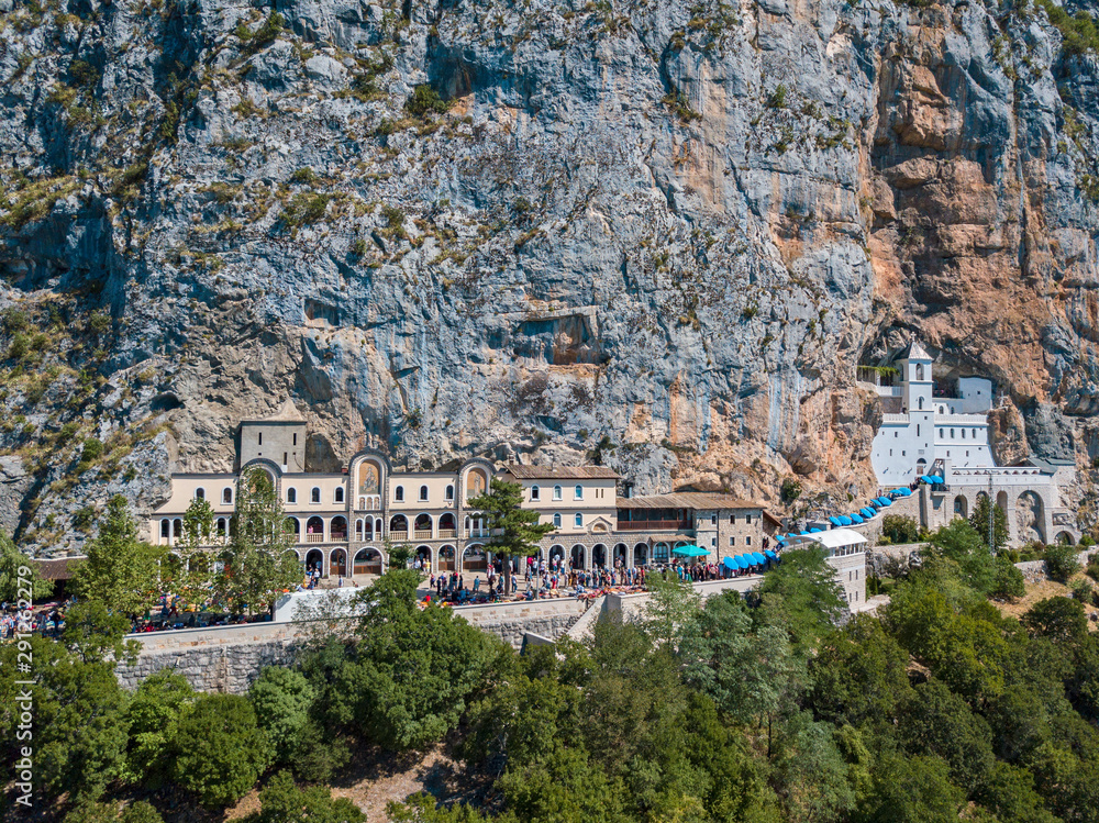 Aerial view of The Monastery of Ostrog, Serbian Orthodox Church ...