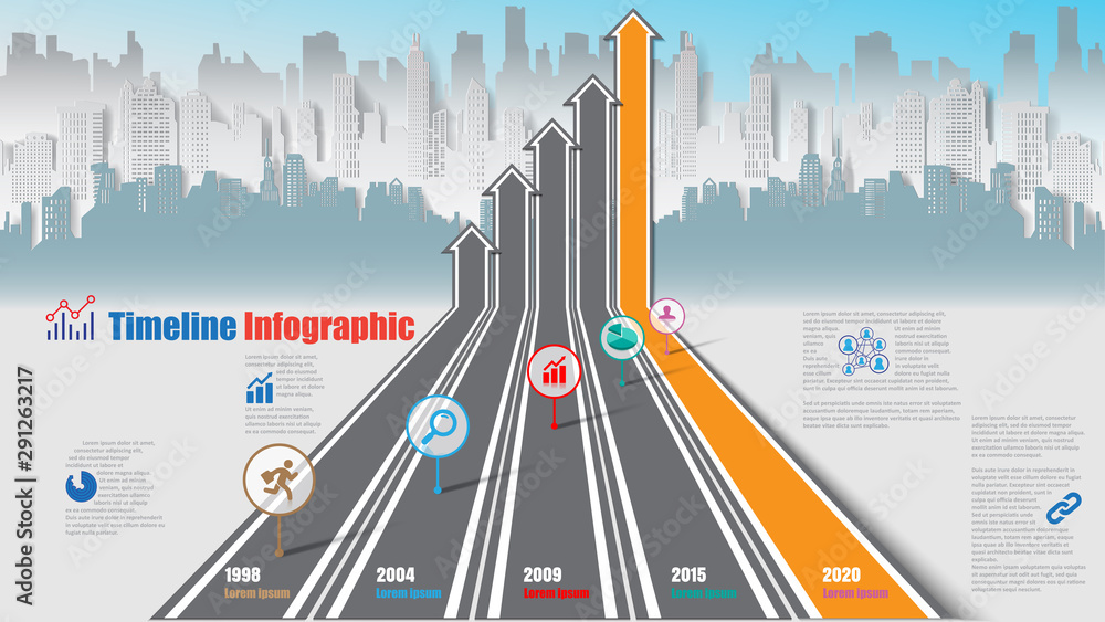 Business road map timeline infographic city designed for abstract ...