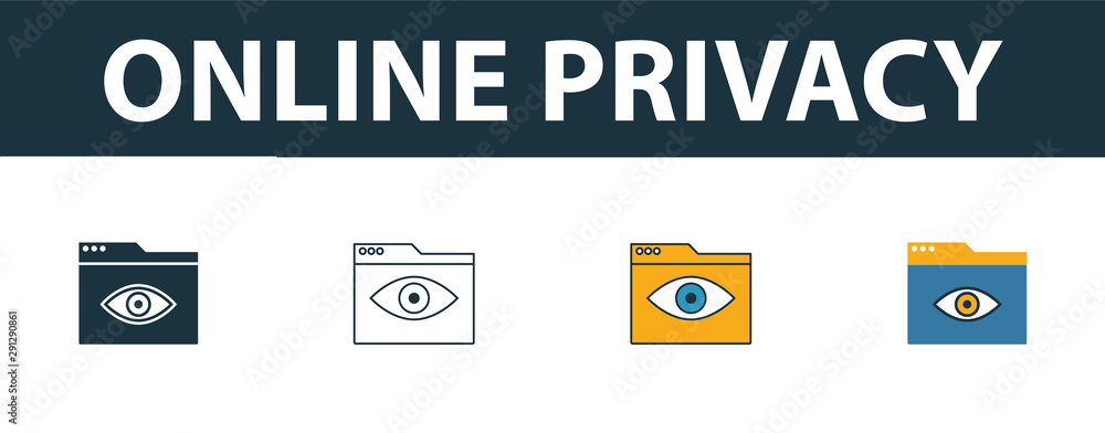 Online Privacy icon set. Four simple symbols in diferent styles from ...