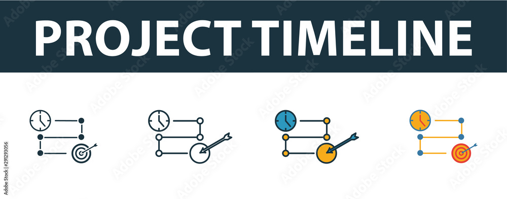 Project Timeline icon set. Four simple symbols in diferent styles from ...
