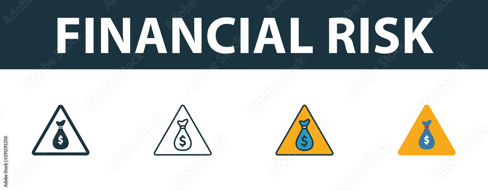 Financial Risk icon set. Four simple symbols in diferent styles from ...